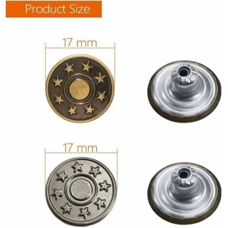 Bouton de Jeans,50 Ensembles 17mm Metal Denim Vêtements Boutons Tack ...
