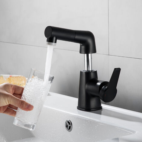 Robinet de Lavabo à Colonne Réglable et Tête Extractible, Double ...