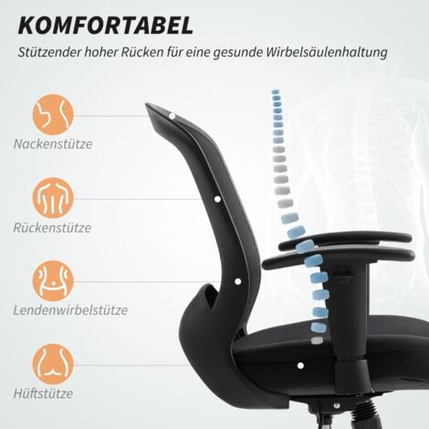 Chaise de bureau ergonomique réglable ErgoPro X7 dossier mesh noir ...