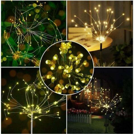 2 Pack Lumières solaires extérieures Starburst Garden Lights 120 LED ...