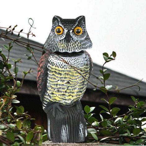 Hibou effaroucheur oiseaux avec tête rotative mécanique anti-corbeau ...