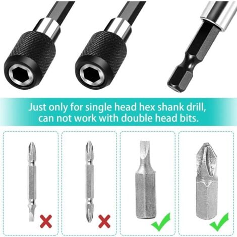 4 Pièces Porte Embout Magnetique,1/4" 60mm Porte Embout Visseuse a choc,Hex Tige Porte-embout de ...