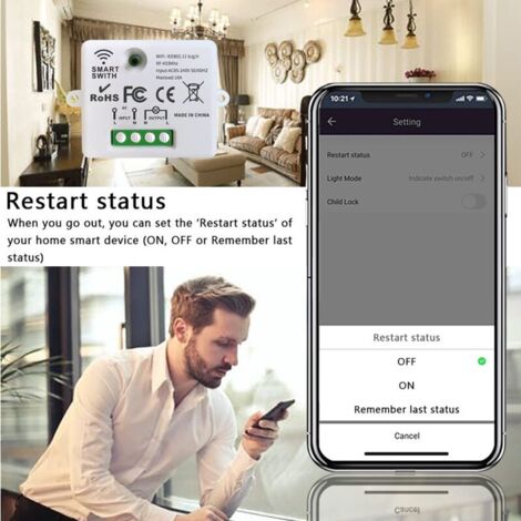 Interrupteur sans fil et mini commutateur WiFi Tuya 2500W pour Alexa ...