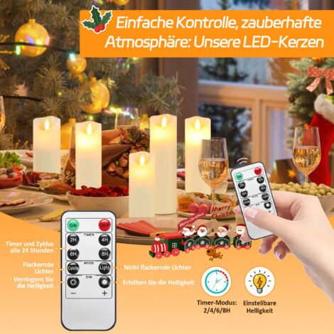 TolleTour LED Kerzen 5er Set Echtwachs Flackernd Flammenlose mit ...
