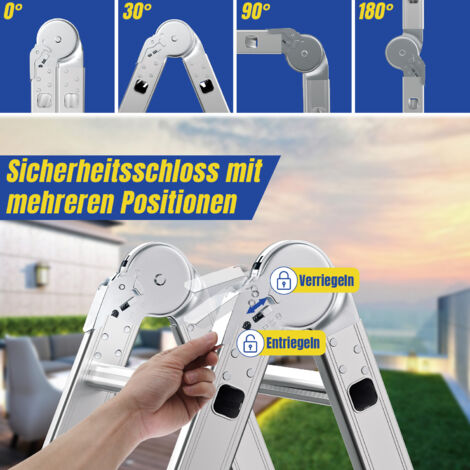 TolleTour 7 in 1 Mehrzweckleiter Multifunktionsleiter Klappleiter 4x3 ...