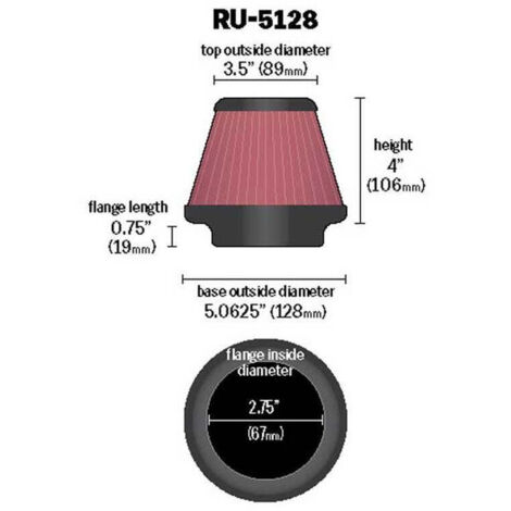 FILTRE A AIR UNIVERSEL K&N RU-5128