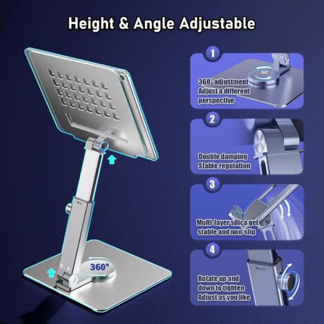 Support avec hauteur réglable et base rotative à 360° support de bureau ...