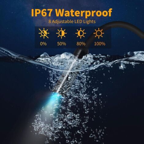 Industrial Endoscope Camera with -1M Flexible Cable, 1080P HD 8mm IP67 ...