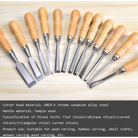 Lot de 12 Ciseaux À Main pour Sculpture sur Bois, Outils De Sculpture, Gouges Professionnelles ...