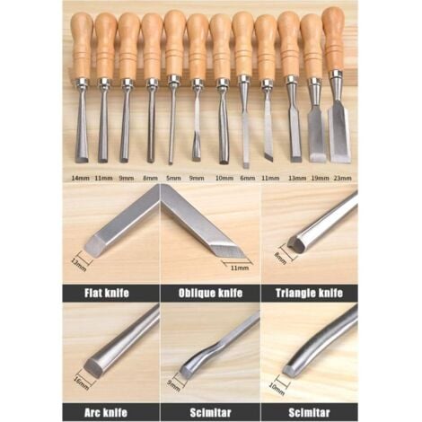Lot de 12 Ciseaux À Main pour Sculpture sur Bois, Outils De Sculpture, Gouges Professionnelles ...