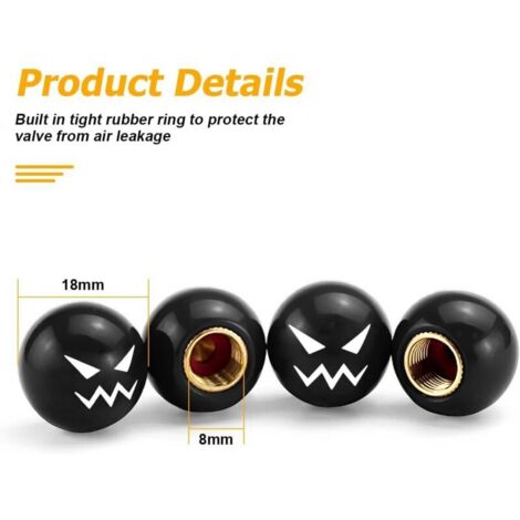 Valves de voiture et capuchons de pneus anti-fuite d'air cuivre noir x4 ...