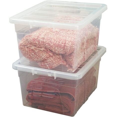 3 x 22L Spacemaster Home Office Clear Transparent Plastic Storage ...