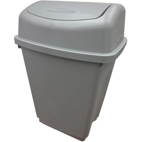 1 x 25L Silver TU Home Kitchen Office Plastic Waste Bins With Swing Lids