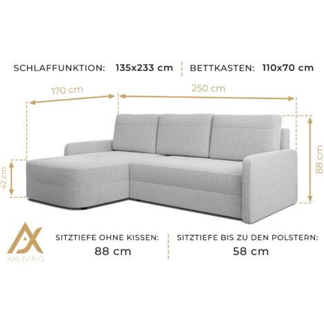Ecksofa 250 Cm Breit Mit Schlaffunktion