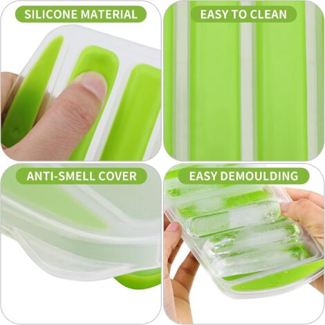 Sollbry Bandejas para cubitos de hielo de 3 piezas, base de silicona ...