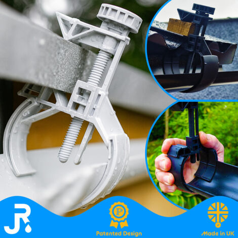 3 x White Mini Gutter Guttering Shed Bracket Clamp Adjustable - No ...