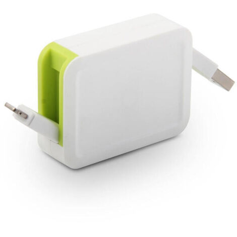 muvit cable USB-Lightning MFI 2.4A retráctil hasta 0.8m blanco/verde
