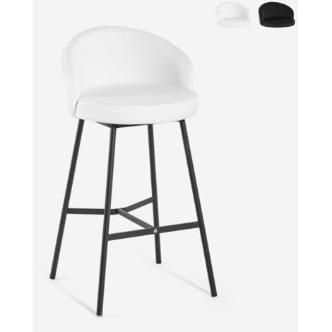 Sgabello alto bar cucina design moderno velluto metallo nero Cincinnati ...