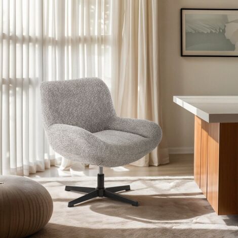 Poltrona girevole elegante in tessuto bouclé da salotto ufficio Lehm ...