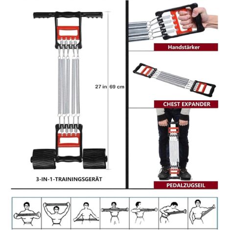 Youyijia 3-in-1 Brustmuskeltrainer Chest Expander 5 Federn ...