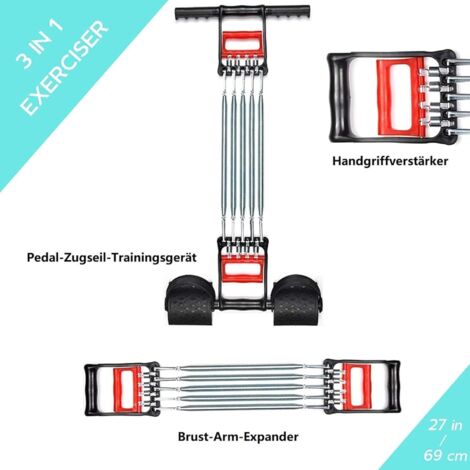 Youyijia 3-in-1 Brustmuskeltrainer Chest Expander 5 Federn ...