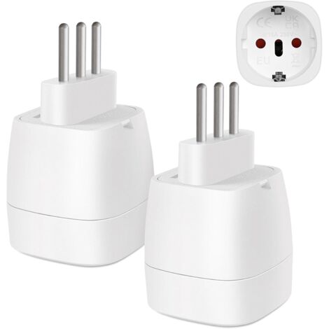 【2 Stück】 Italien-Reiseadapter, 2-poliger Europa-Stecker auf 3-poligen ...