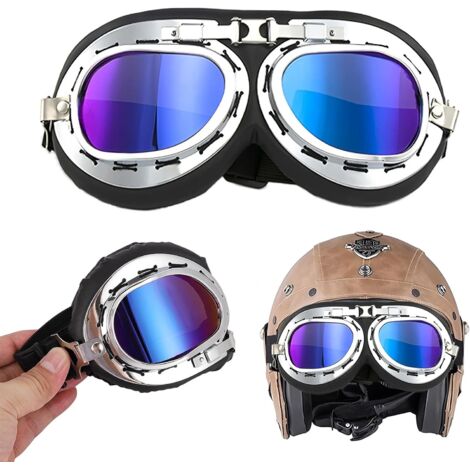 Motorradbrille, Fliegerbrille, Steampunk-Fliegerbrille für Cosplay ...