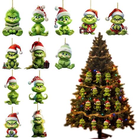 Set di decorazioni natalizie Grinch da 12 pezzi, ornamenti per l'albero ...