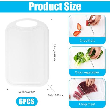 Set di 6 taglieri in plastica, antiscivolo, antibatterici, con manici ...