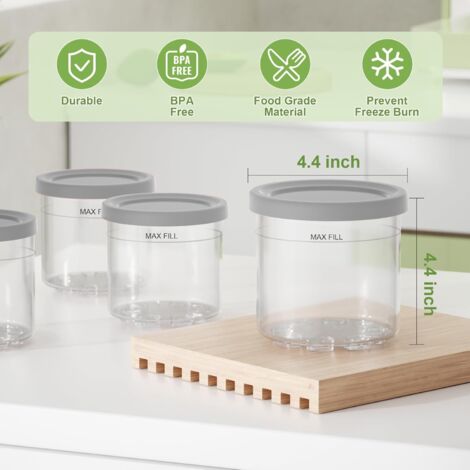 Paquete de 4 recipientes y tapas para crema, compatibles con los ...