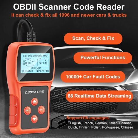 OBD2-Scanner, Kfz-Code-Lesegerät, Motordiagnosegerät, Motorfehlercode ...