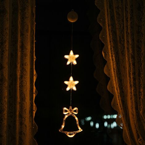 Weihnachts-LED-Lichterkette mit Schneeflocken, Saugnapf, Weihnachtsmann ...