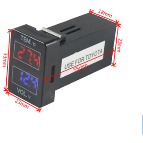 Voltmetro a LED per auto per turisti, indicatore di temperatura 2 in 1 ...