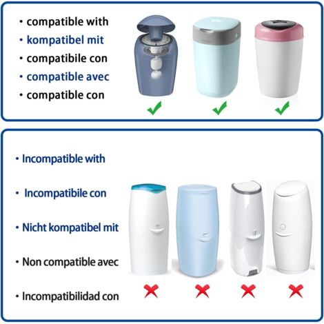 Recambio de caja de pañales de 8 piezas compatible con Tommee Tippee ...