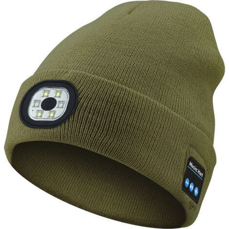 Gorro Bluetooth iluminado, unisex, recargable por USB, linterna de 4 ...