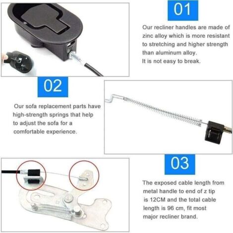 Asa de cable de 96 cm de largo fabricada en aleación de aluminio, de ...