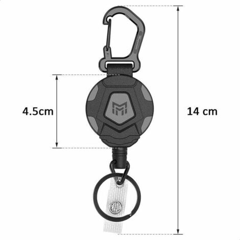 Set mit 2 robusten, einziehbaren Schlüsselanhänger-Karabinern
