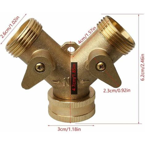 3/4 Zoll Y-Ventil-Verteiler, Messing-Verteiler für Gartenwasserhahn, Y ...