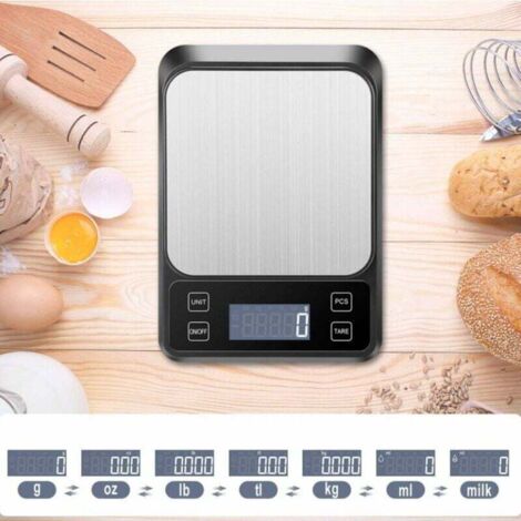 Báscula de cocina de precisión recargable por USB, 10 kg/1 g ...