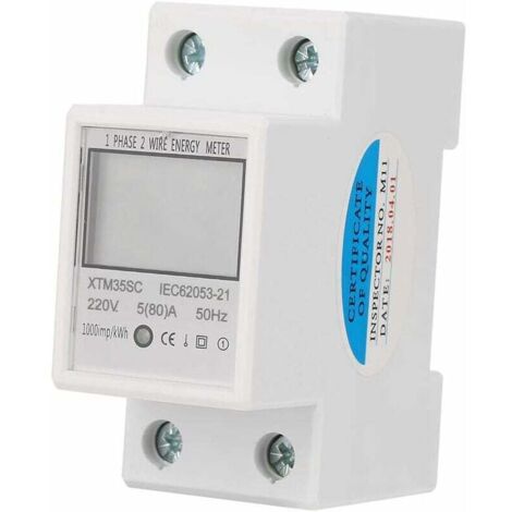 Contatore elettrico digitale 220V 5(80)A monofase 2 fili 2P guida DIN ...