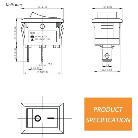 T85 KCD1-101 Mini interruttore a levetta SPST a 2 pin con cablaggio ...
