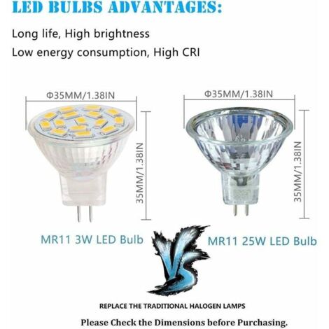 Lampade LED MR11, attacco GU4.0, 3 W, abbinabili a lampade alogene da ...