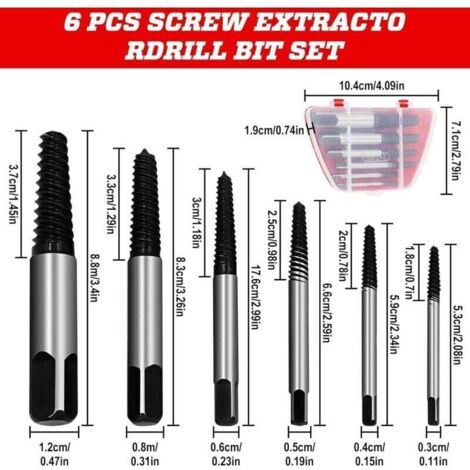 Set di 6 estrattori di viti - Utensili professionali in acciaio ...
