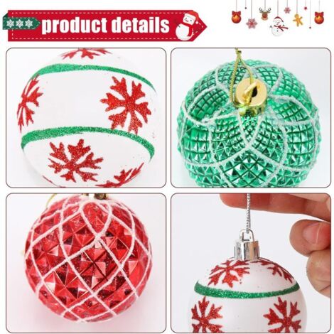44 adornos navideños de bolas rojas y verdes, juego de adornos ...