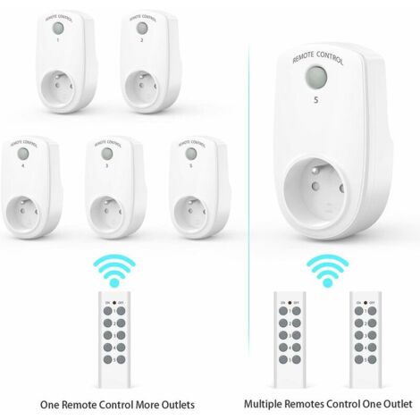 Pack de 5 enchufes eléctricos programables, enchufe inalámbrico con 2 ...