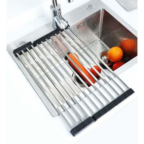 Escurreplatos plegable, tapete enrollable de acero inoxidable ...