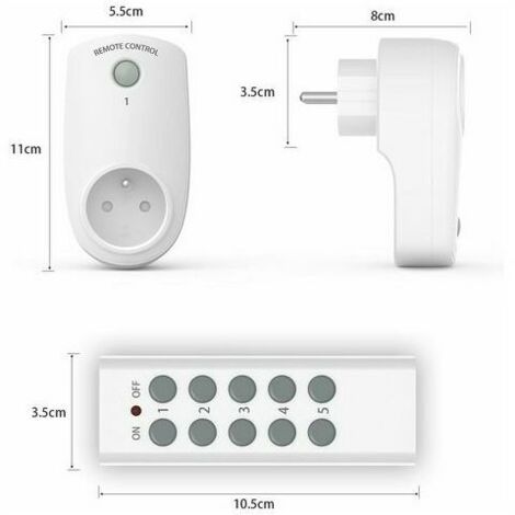 Pack de 5 enchufes eléctricos programables, enchufe inalámbrico con 2 ...