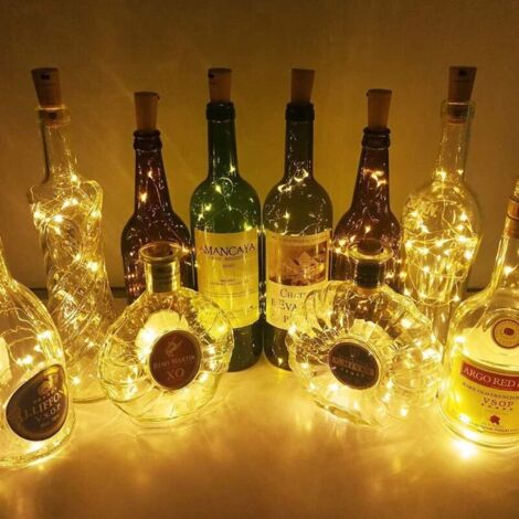 24 luces LED para botellas de vino a batería, cadena de luces de ...