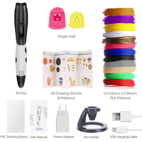 3D-Stift-Set, 3D-Stift + PLA-Filament, 3D-Stift mit LCD-Bildschirm + 12 ...