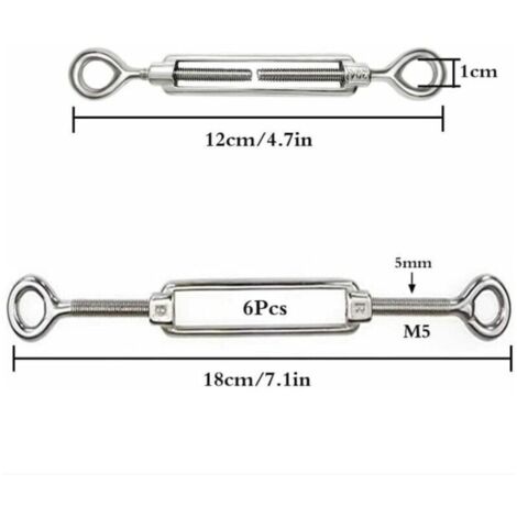Stk. M5 Verstellbarer Kabelspanner 304 Edelstahl Auge und Auge für ...